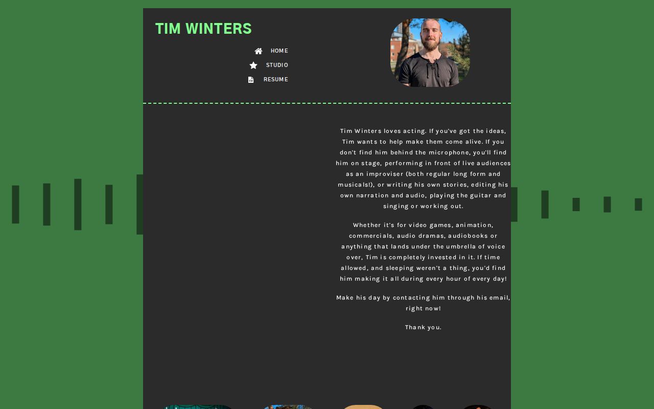 Tim Winters, Voice Actor